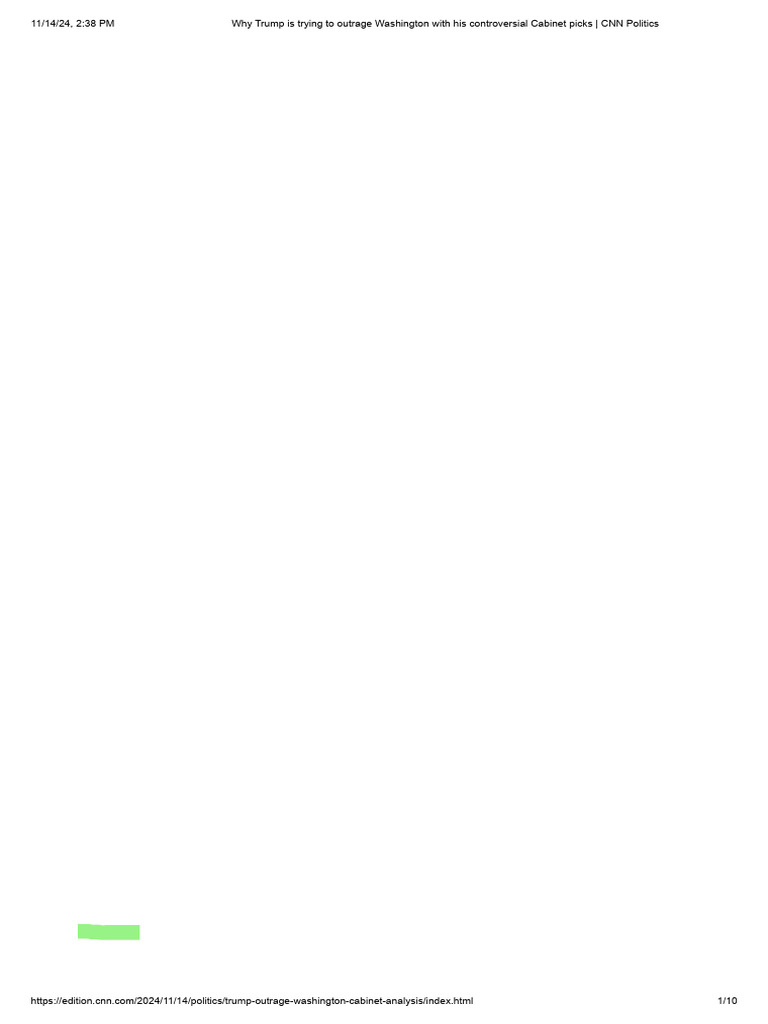 Why Trump Is Trying To Outrage Washington With His Controversial Cabinet Picks - CNN Politics ...