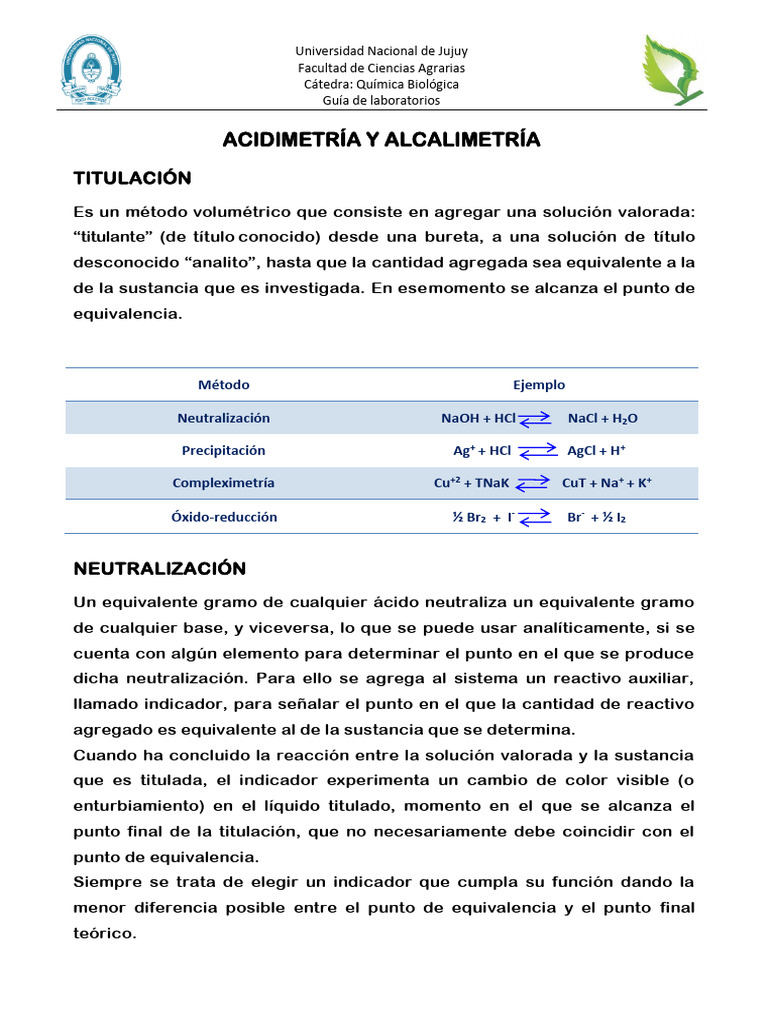 Lab 1 Acidimetria y Alcalimetria | PDF | Valoración | Química