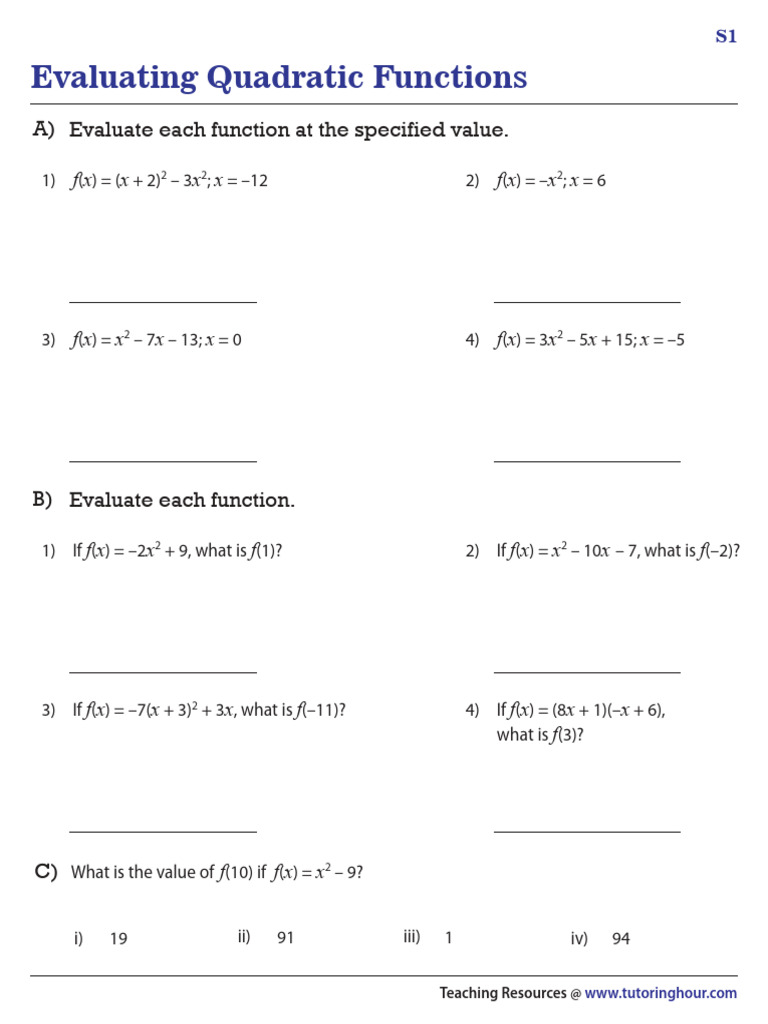 Quadratic 1 | PDF