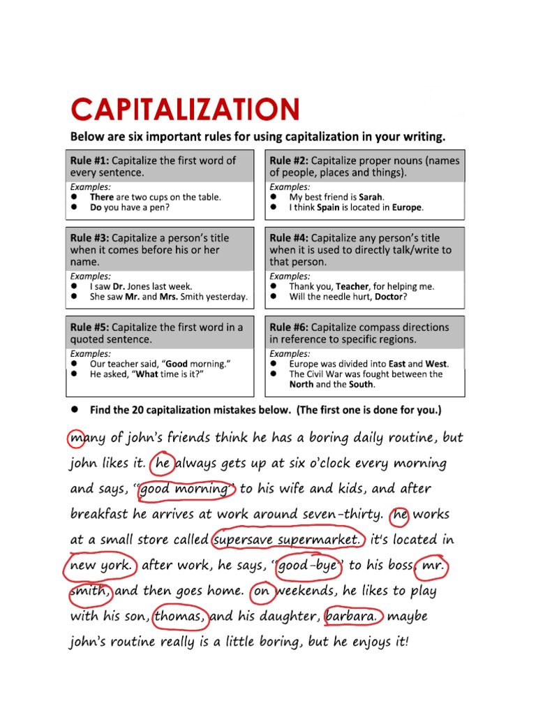2 capitalization grammar practice | PDF
