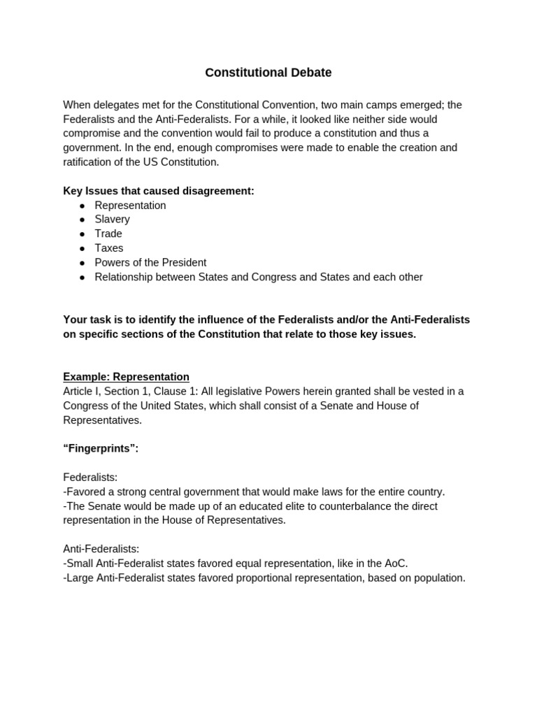 Constitutional Debate | PDF | United States Congress | American Government