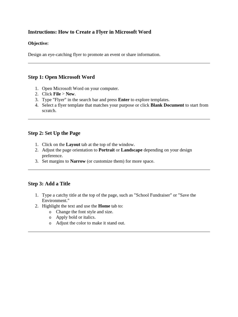 How To Create A Flyer in Microsoft Word | PDF