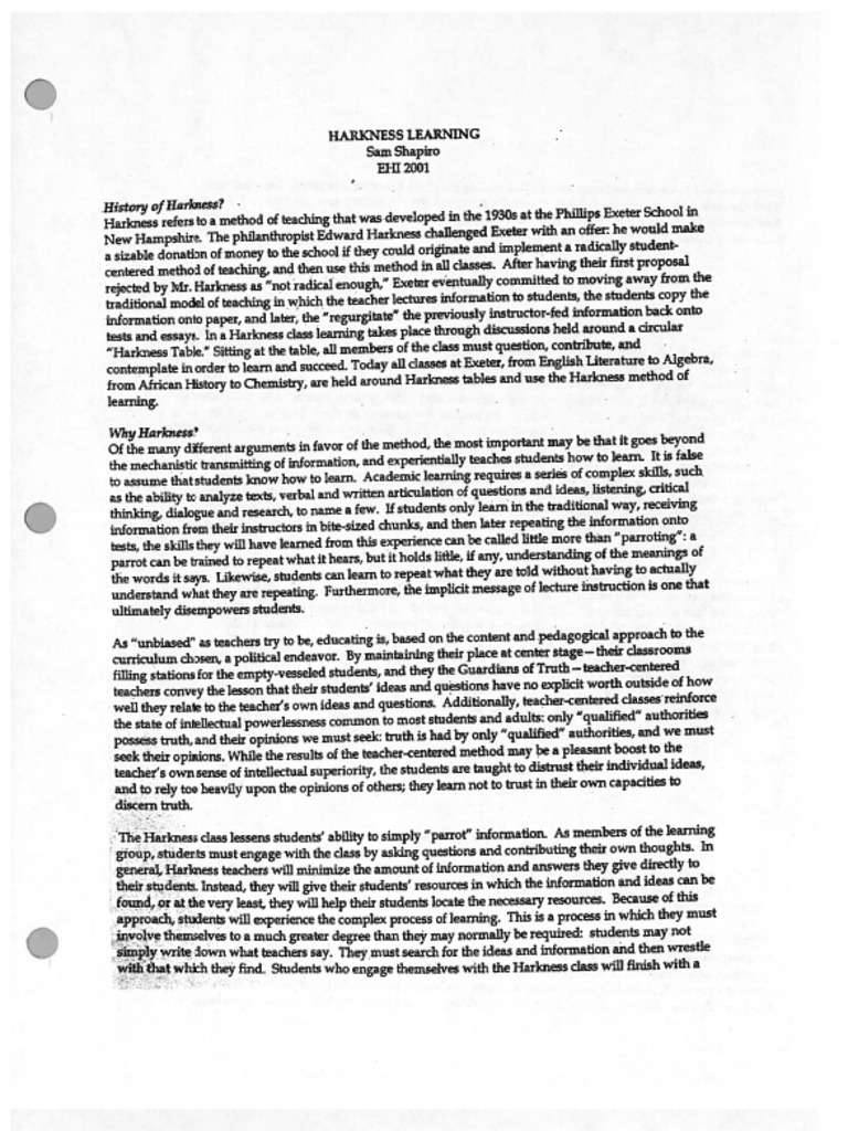 Harkness Info Sheet | PDF