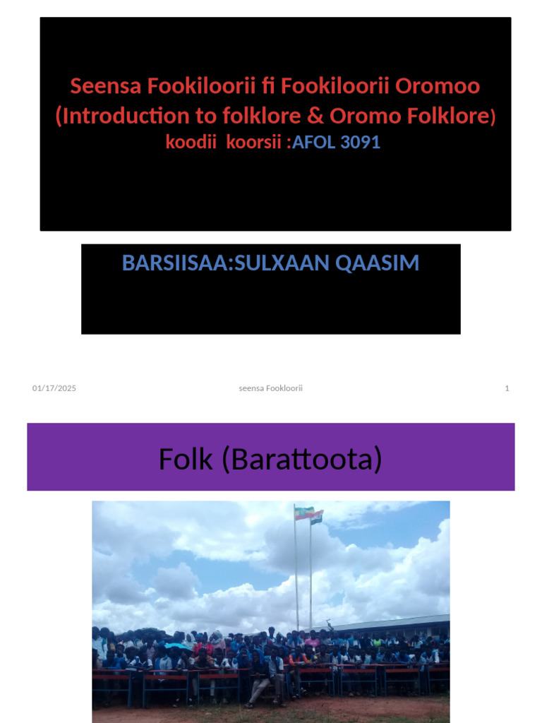 Introduction to Oromo Folklore 2025 | PDF | Folklore | Oral Tradition