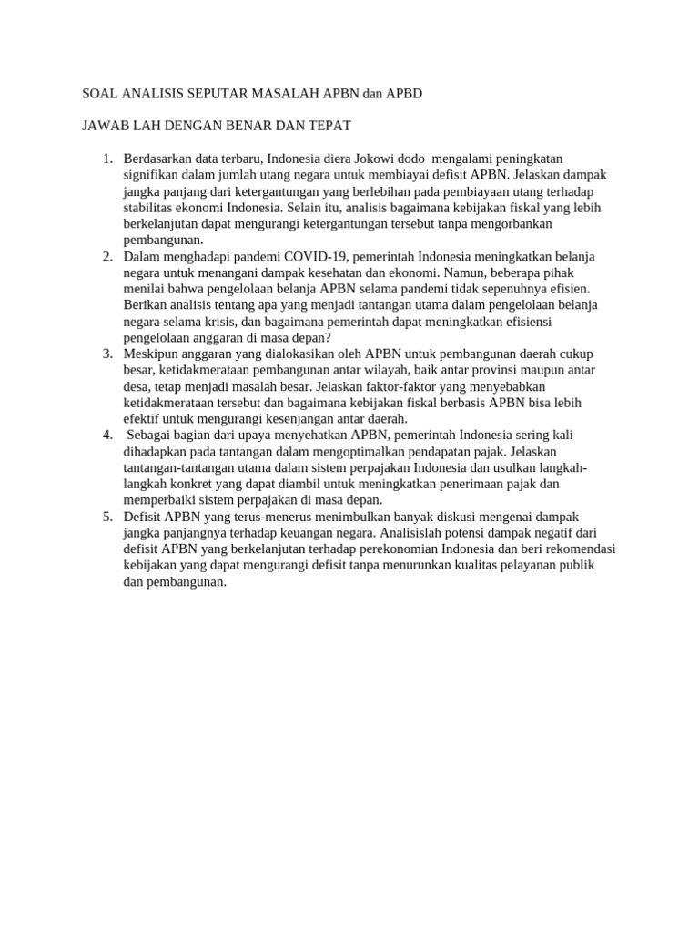 LKPD ANALISIS SEPUTAR MASALAH APBN dan APBD | PDF