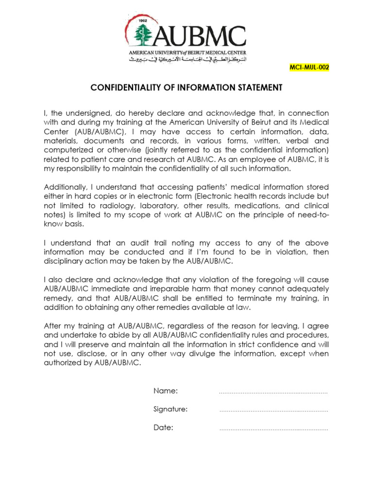 Confidentiality FORM | PDF