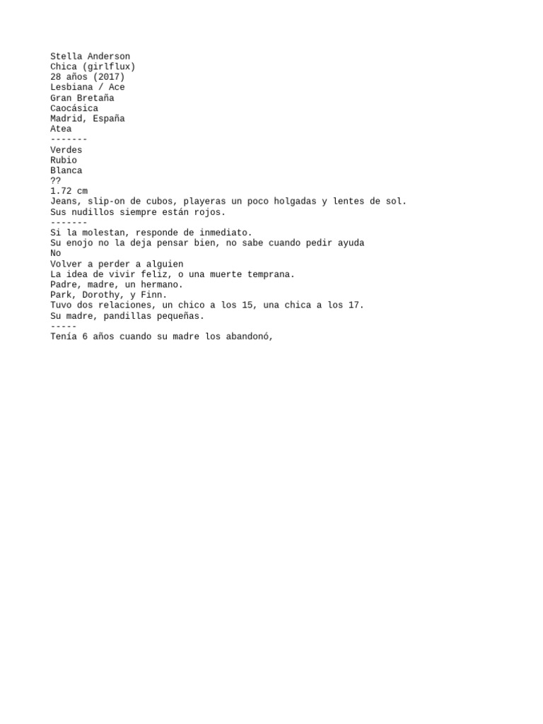 Perfil de Stella Anderson: Chica Girlflux | PDF