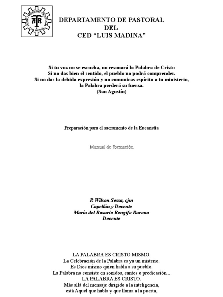 Preparación para la Primera Comunión | PDF | eucaristía | Misa (liturgia)