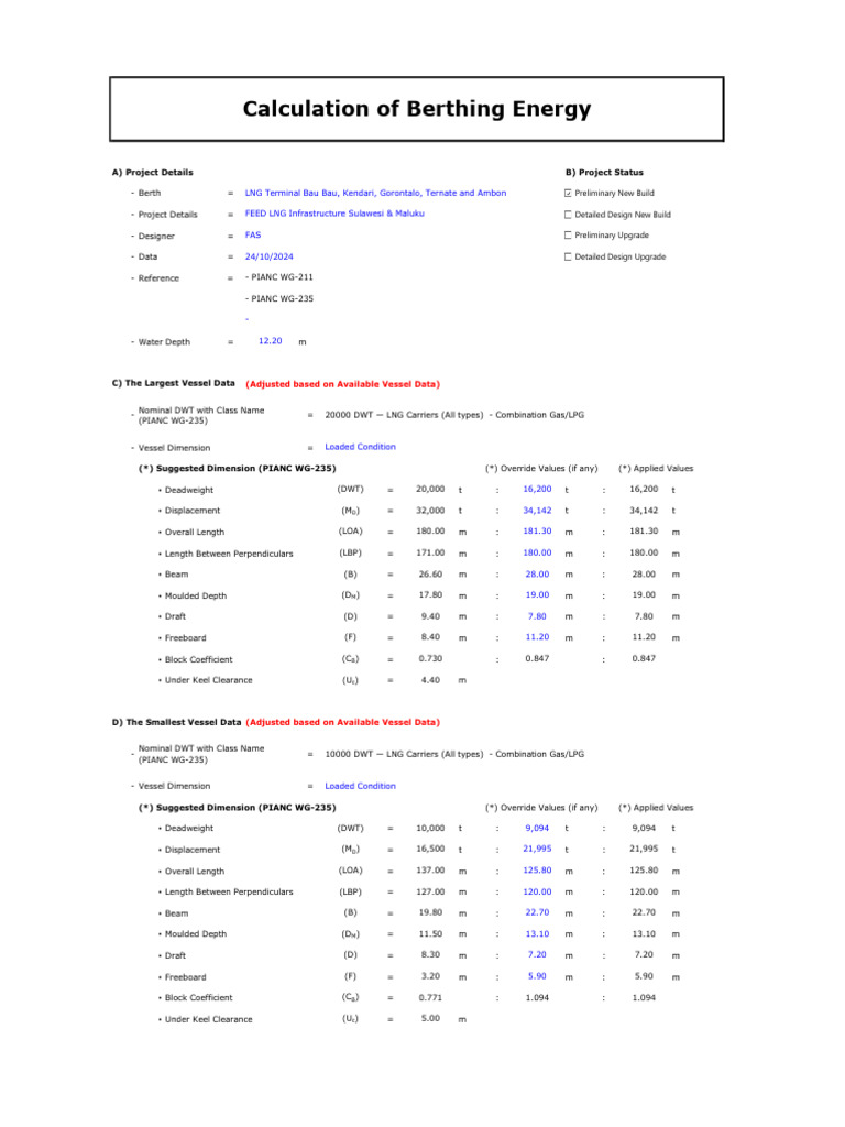 Berthing Energy Calculation Overview | PDF | Shipping | Ships