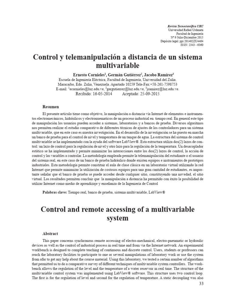 Sistema Multivariable | PDF | Sistema de control | Informática