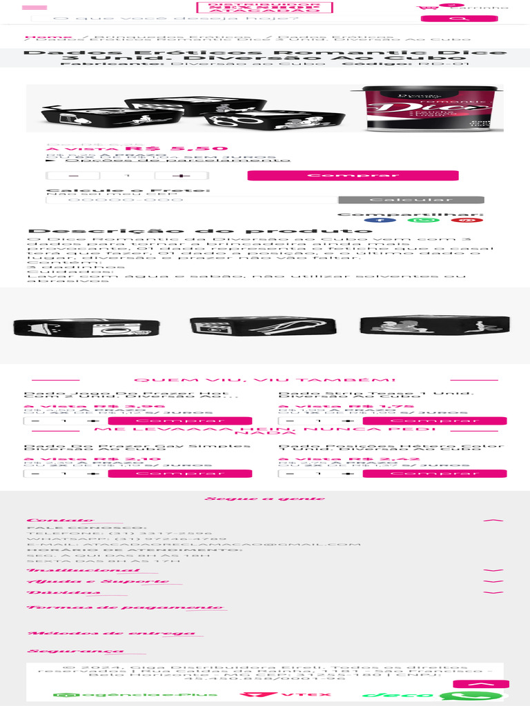 Dados Eróticos Romantic Dice 3 Unid | PDF