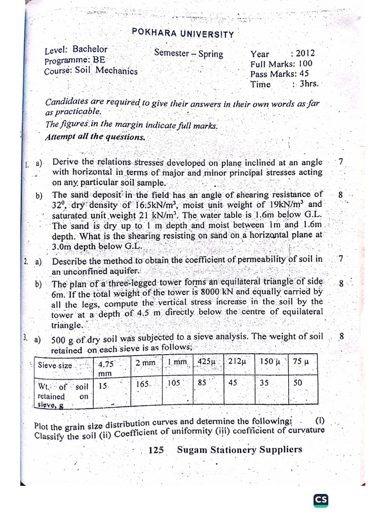 Soil Mechanics Old Question | PDF