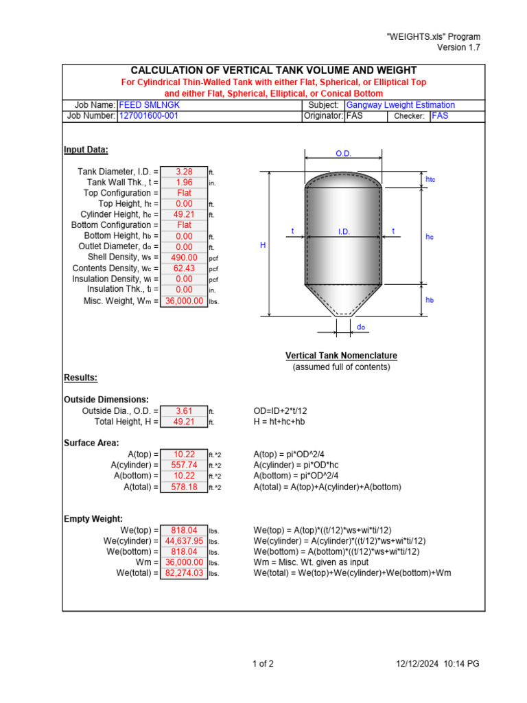 Gangway Weight Calculation for Tanks | PDF | Elementary Geometry ...