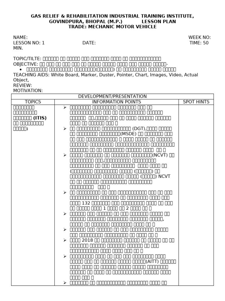 MMV 1st Year Lesson Plan Sem1 and Sem2 Both | PDF