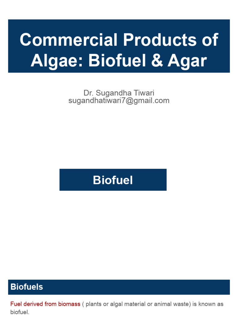 Commercial Products of Algae Biofuel Agar | PDF
