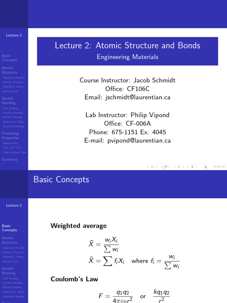 Lecture2-AtomicStructureandBonds | PDF | Chemical Bond | Electron Configuration