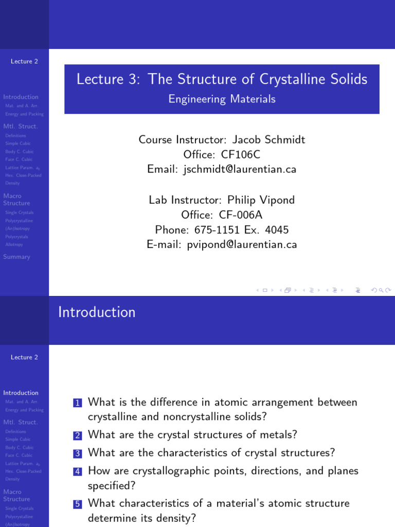 Lecture3 TheStructureofCrystallineSolids | PDF | Crystal Structure | Crystal