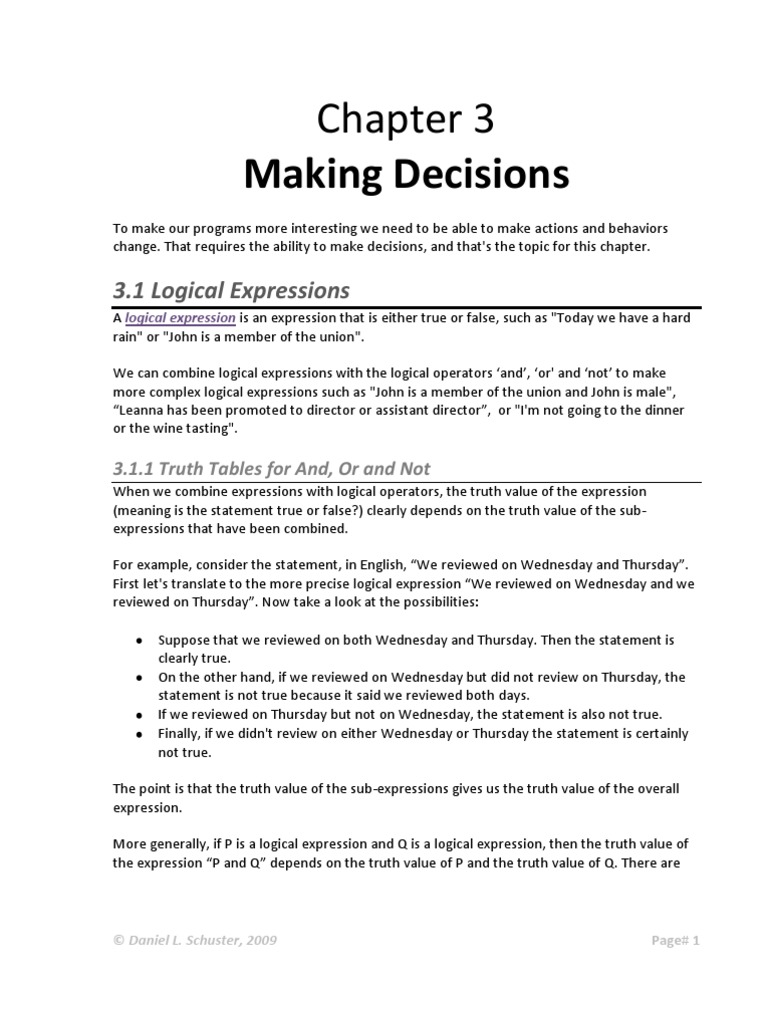 3 Making Decisions | Download Free PDF | Boolean Data Type | Data Type