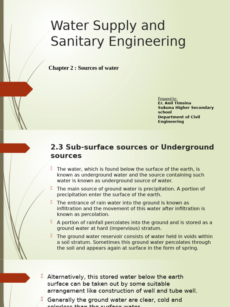 Chapter 2 Underground Sources of Water. | PDF | Aquifer | Water And ...