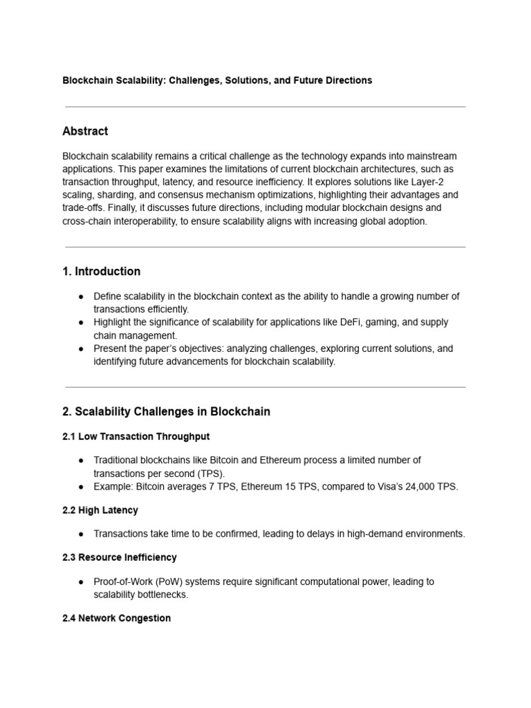 Blockchain Scalability - Challenges, Solutions, and Future Directions | PDF | Scalability ...