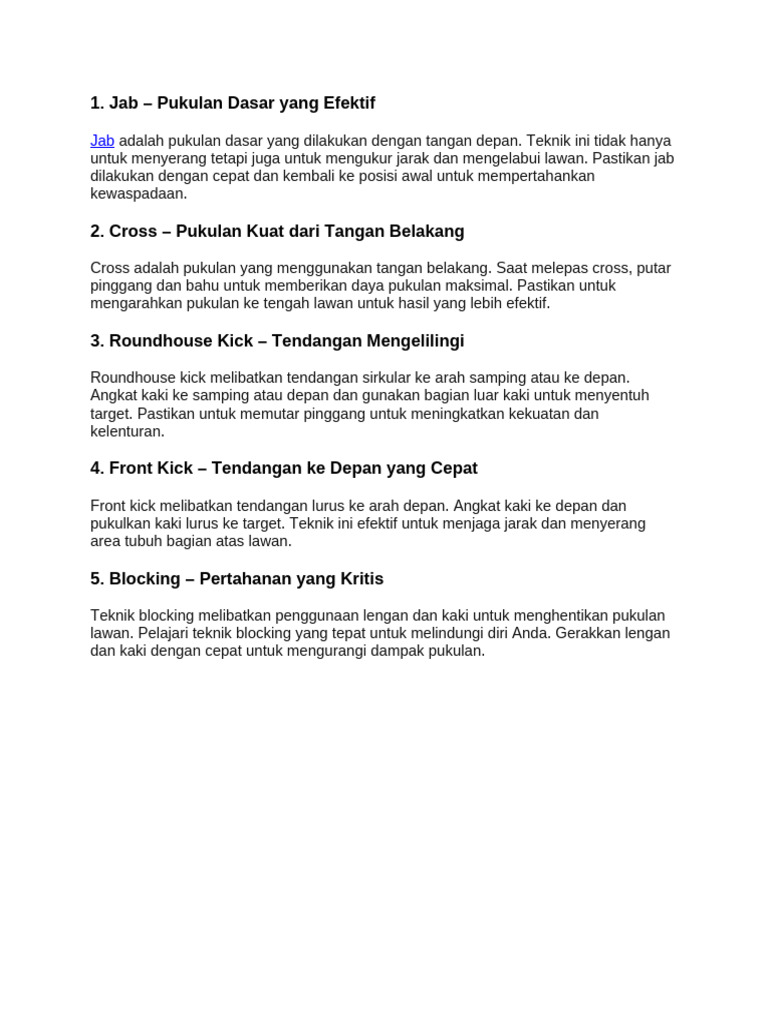 Teknik Dasar Kick Boxing | PDF