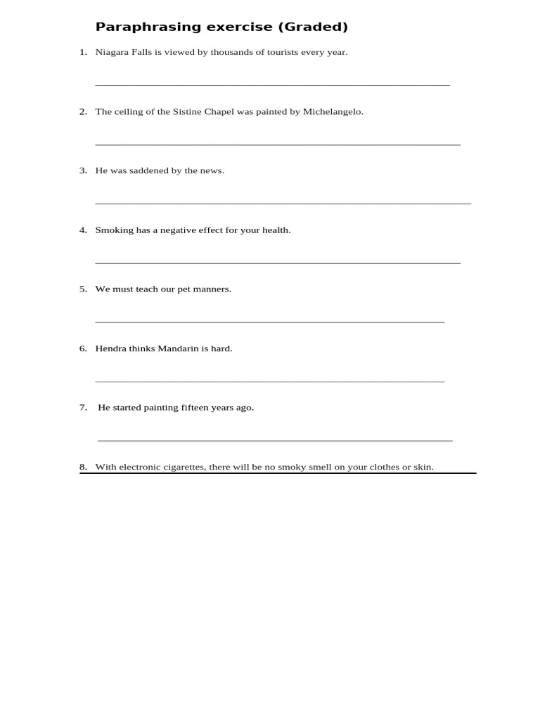 Paraphrasing Exercise | PDF