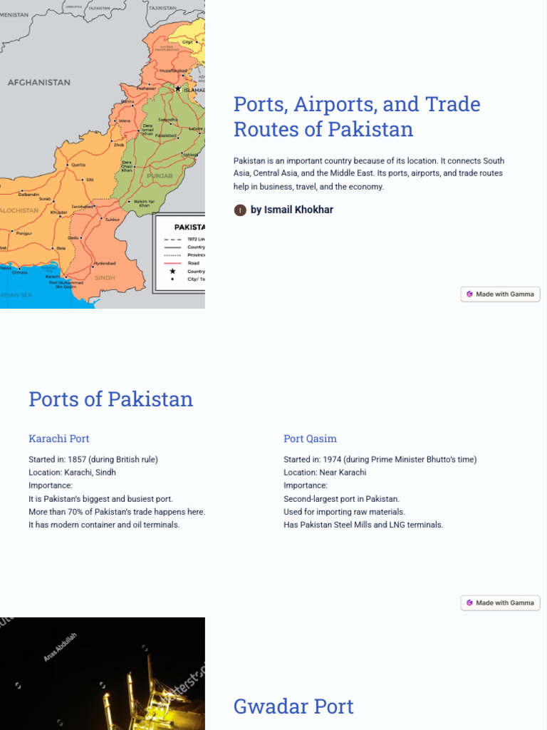 Ports Airports and Trade Routes of Pakistan | PDF | Pakistan | Karachi