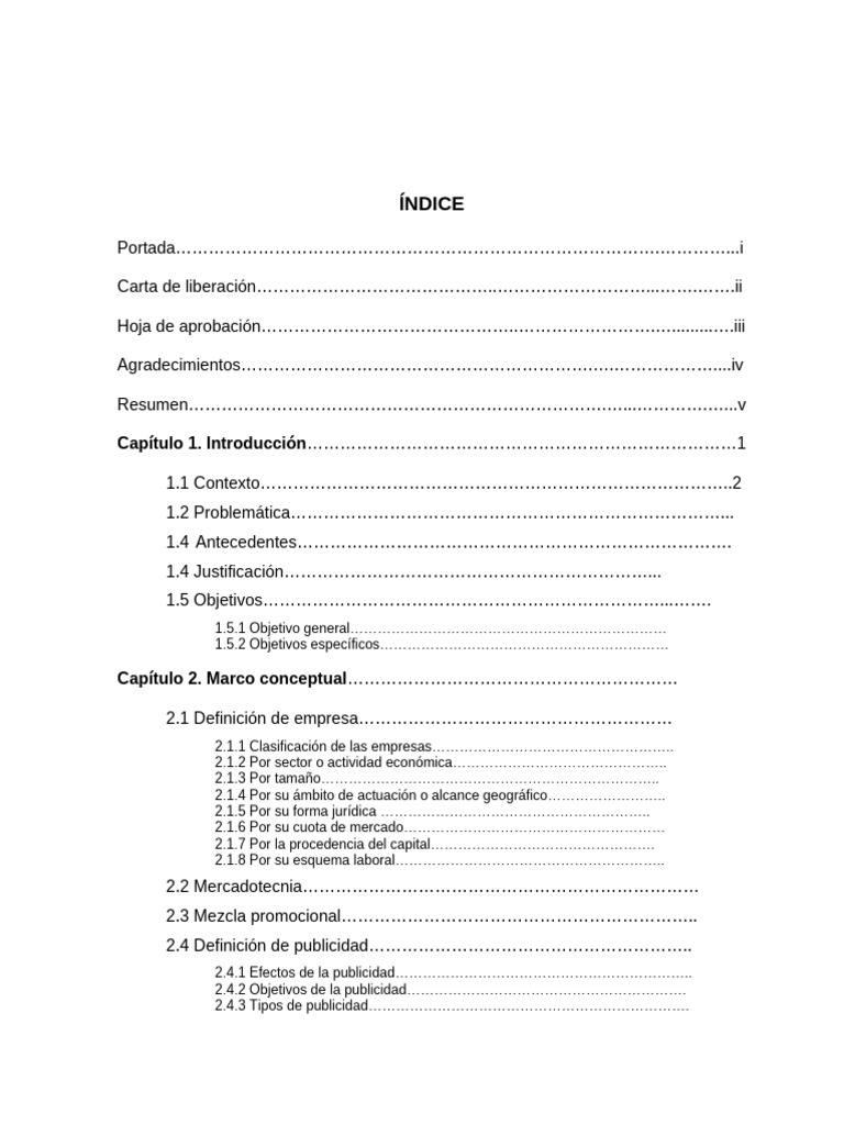 Formato Indice para Lic. | PDF