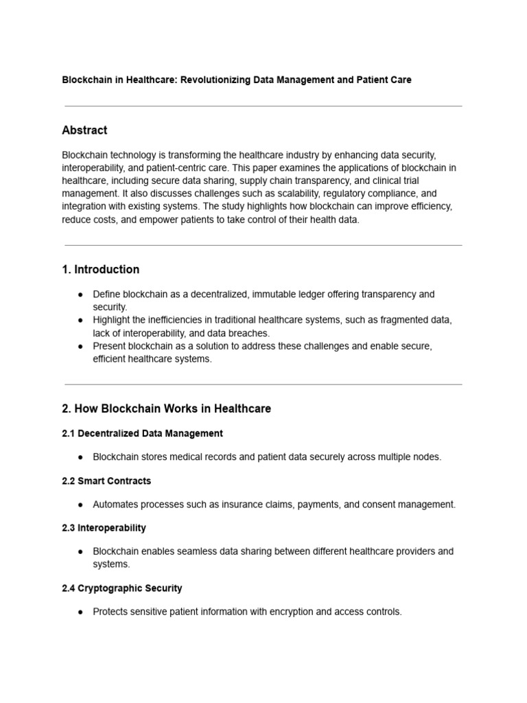Blockchain in Healthcare - Revolutionizing Data Management and Patient ...