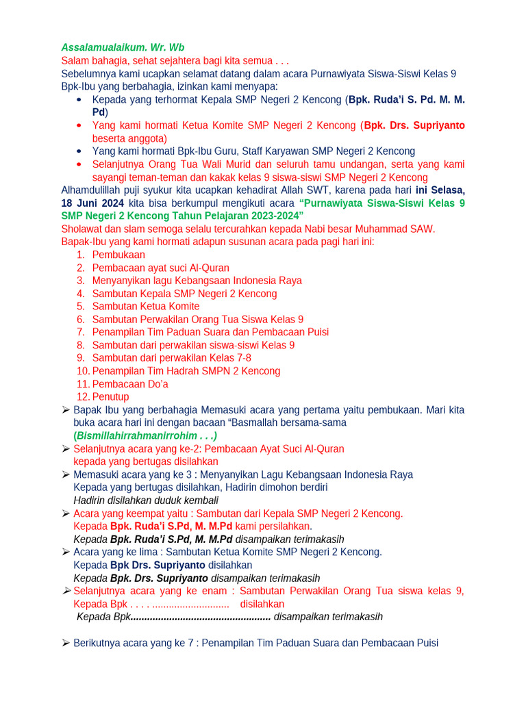 MC FORMAL PERPISAHAN | PDF