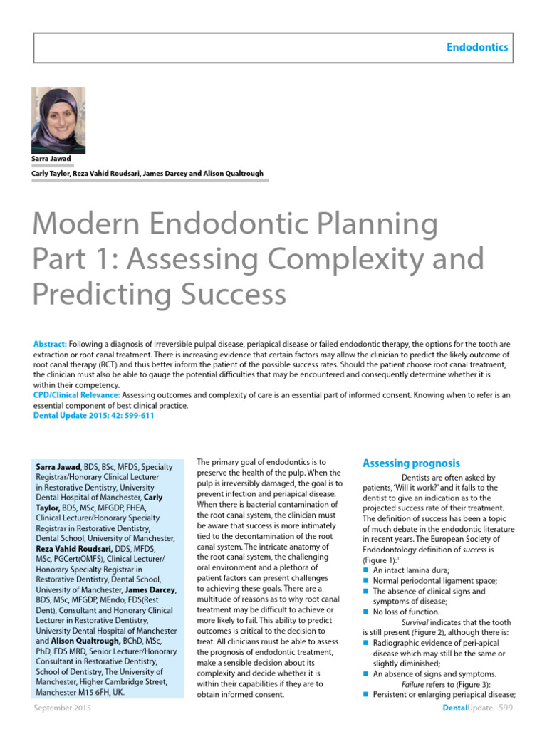 Endodontic Success and Complexity | PDF | Dentistry | Clinical Medicine
