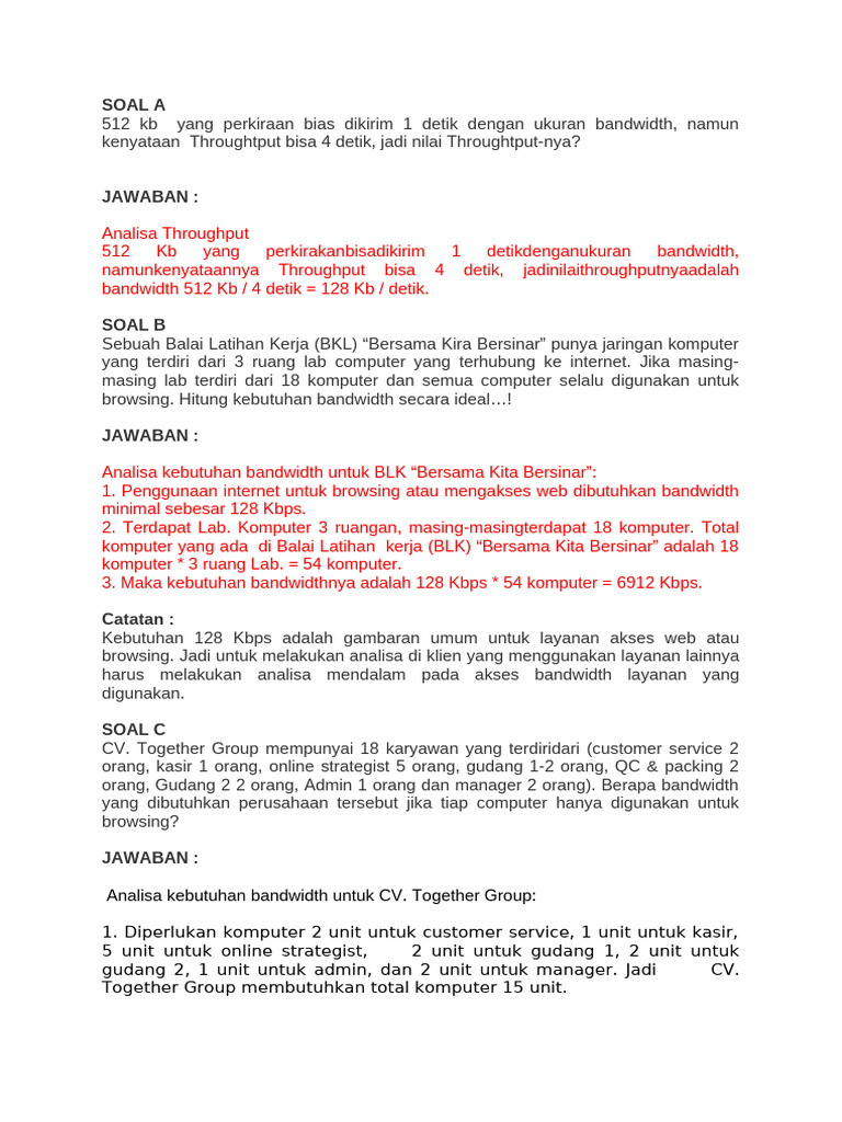 Contoh Soal Hitung Bandwidth | PDF