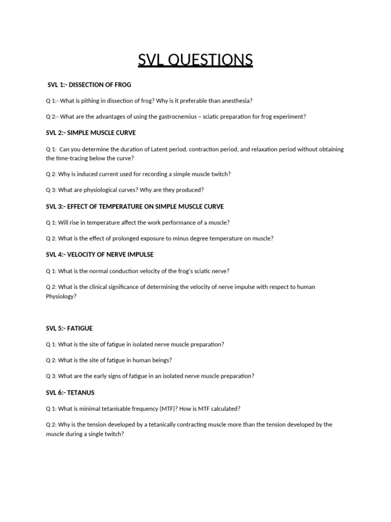 SVL QUESTIONS | PDF