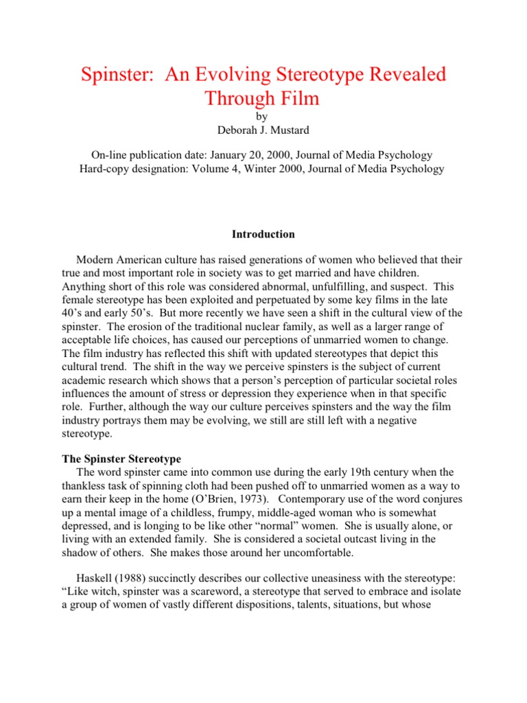 Spinster | PDF | Stereotypes | Mother