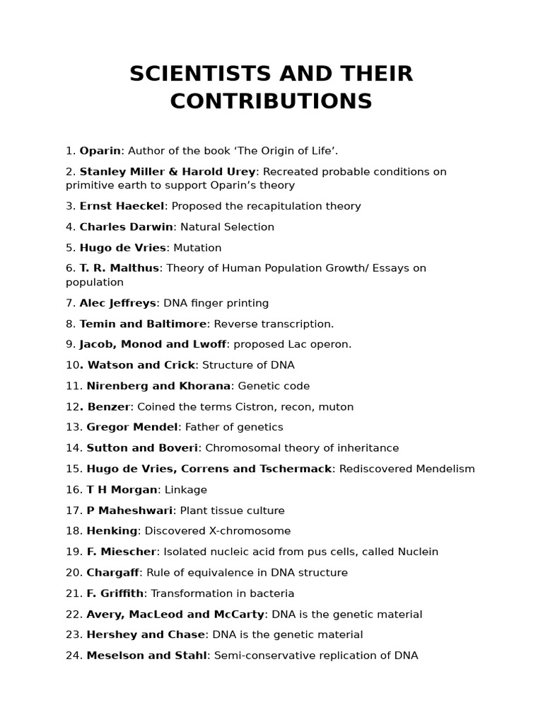 SCIENTISTS AND THEIR CONTRIBUTIONS 2 | PDF