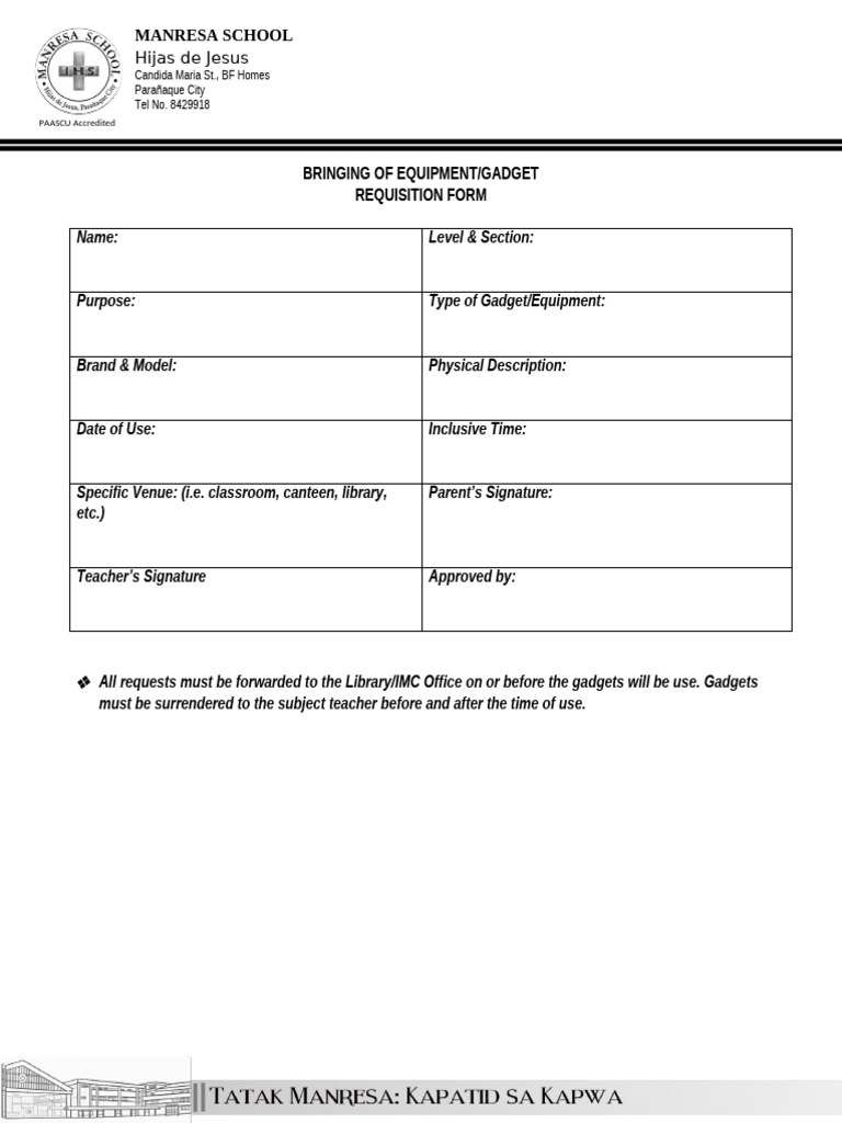 Equipment Requisition Form Template | PDF
