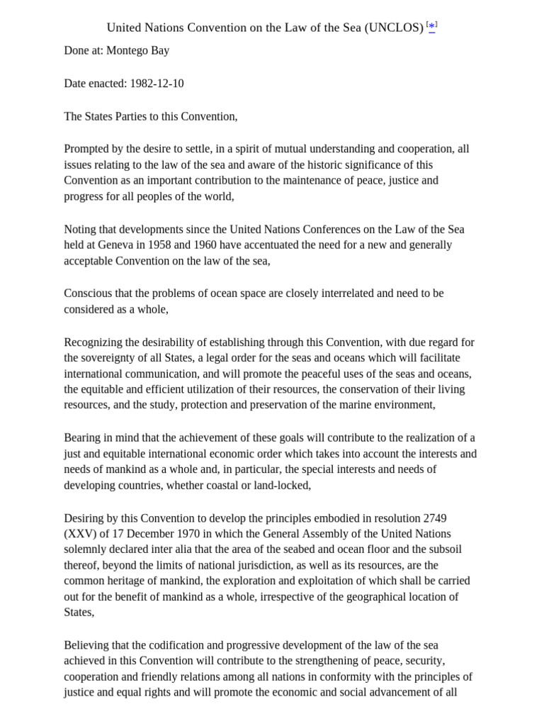 United Nations Convention on the Law of the Sea | PDF | Territorial ...