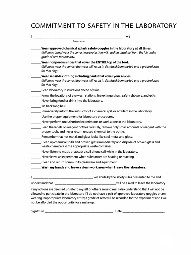 Laboratory Safety and Integrity Agreement | PDF | Academic Integrity ...