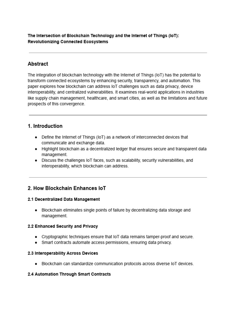 The Intersection Of Blockchain Technology And The Internet Of Things Iot Revolutionizing