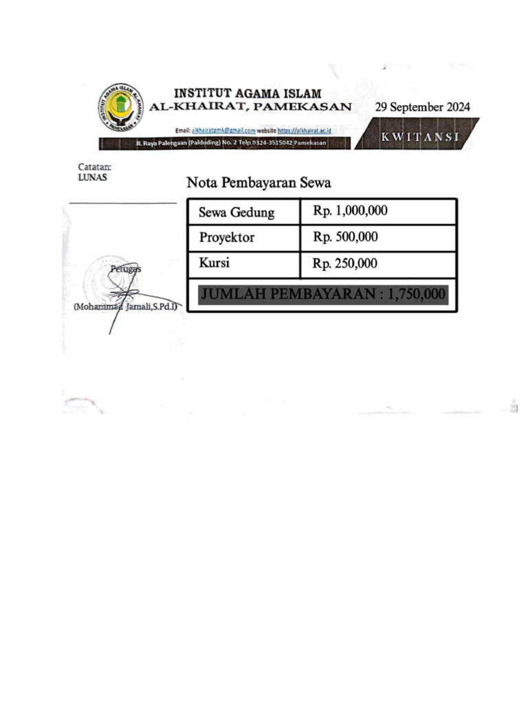 Nota Sewa GedungSosialisasi | PDF