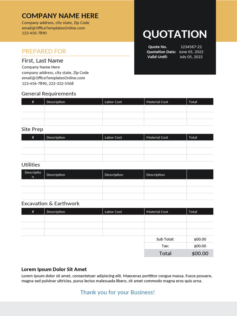 Construction Quotation Template | PDF