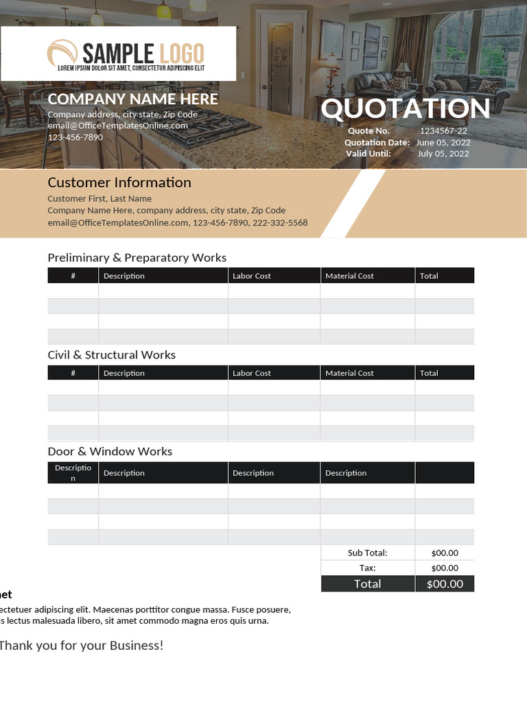 Interior Design Quotation Template | PDF