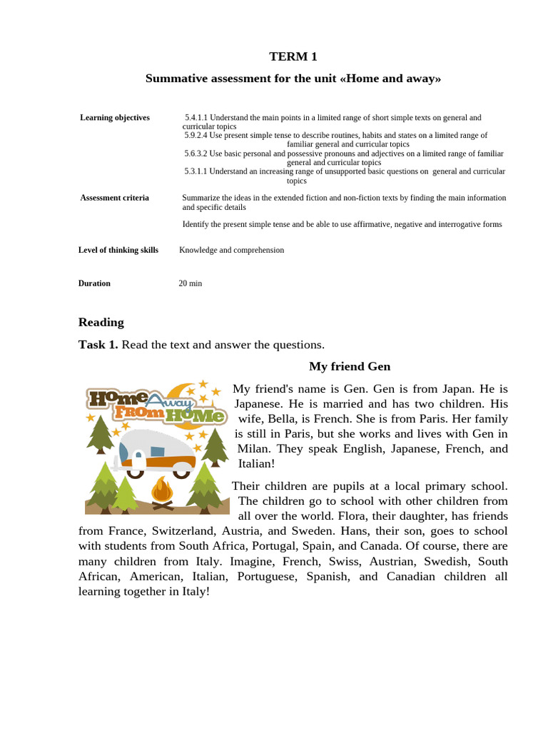 Grade 5 English Assessment | PDF | Reading Comprehension | Linguistics