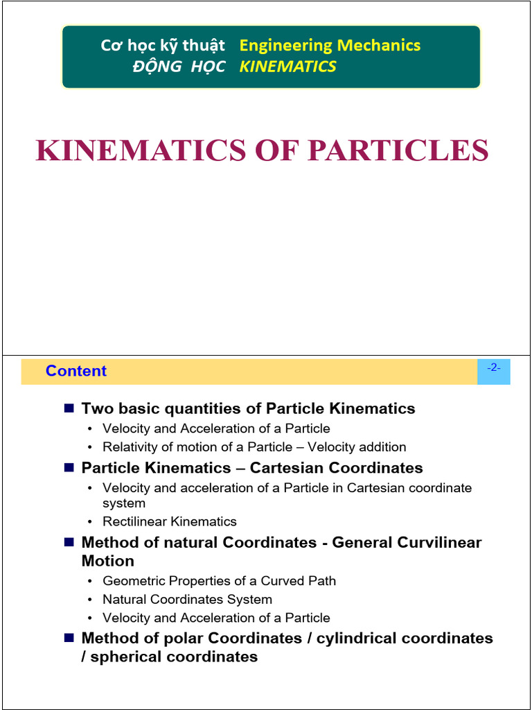 DH - Ch1 Kinematics of Particles - 4x3 | PDF | Kinematics | Acceleration
