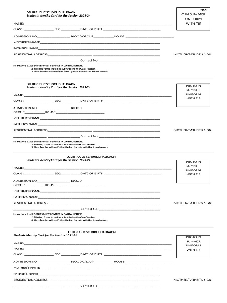 Id Card Format 2023-24 | PDF | Identity Document | Security Technology