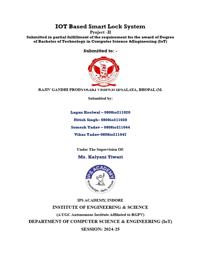 IoT Smart Lock Project Report | PDF | Access Control | Internet Of Things