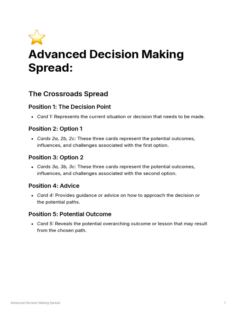 Advanced Decision Making Spread | PDF