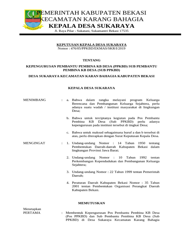 Surat Keputusan PPKBD | PDF