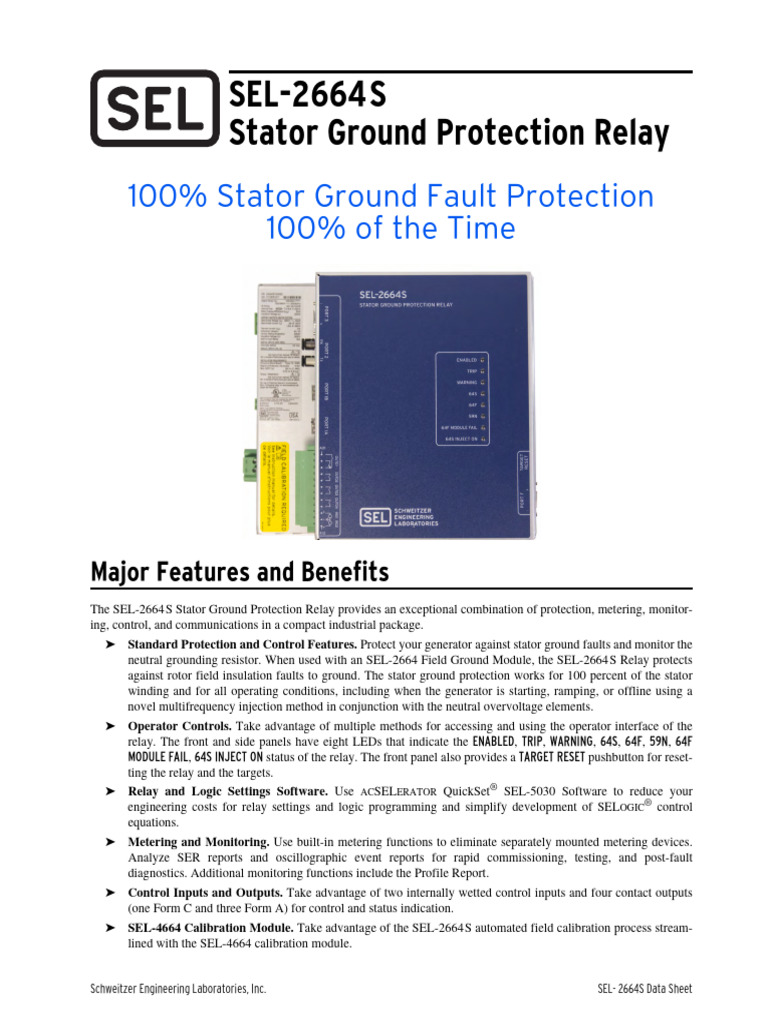 SEL 2664S Relay Datasheet | PDF | Ethernet | Computer Network