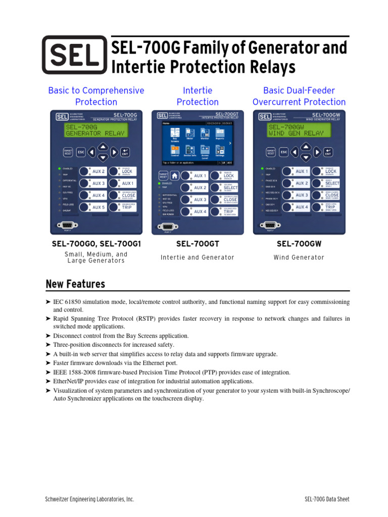 SEL 700G Relay Datasheet | PDF | Electric Generator | Relay